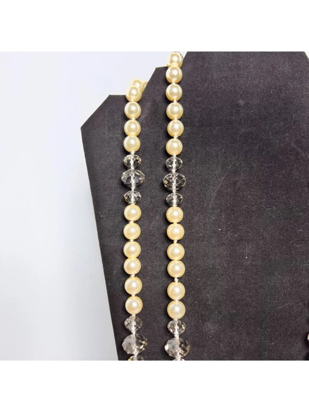 Unbranded | Jewelry | Single Strand Faux Pearl And Clear Faceted ...